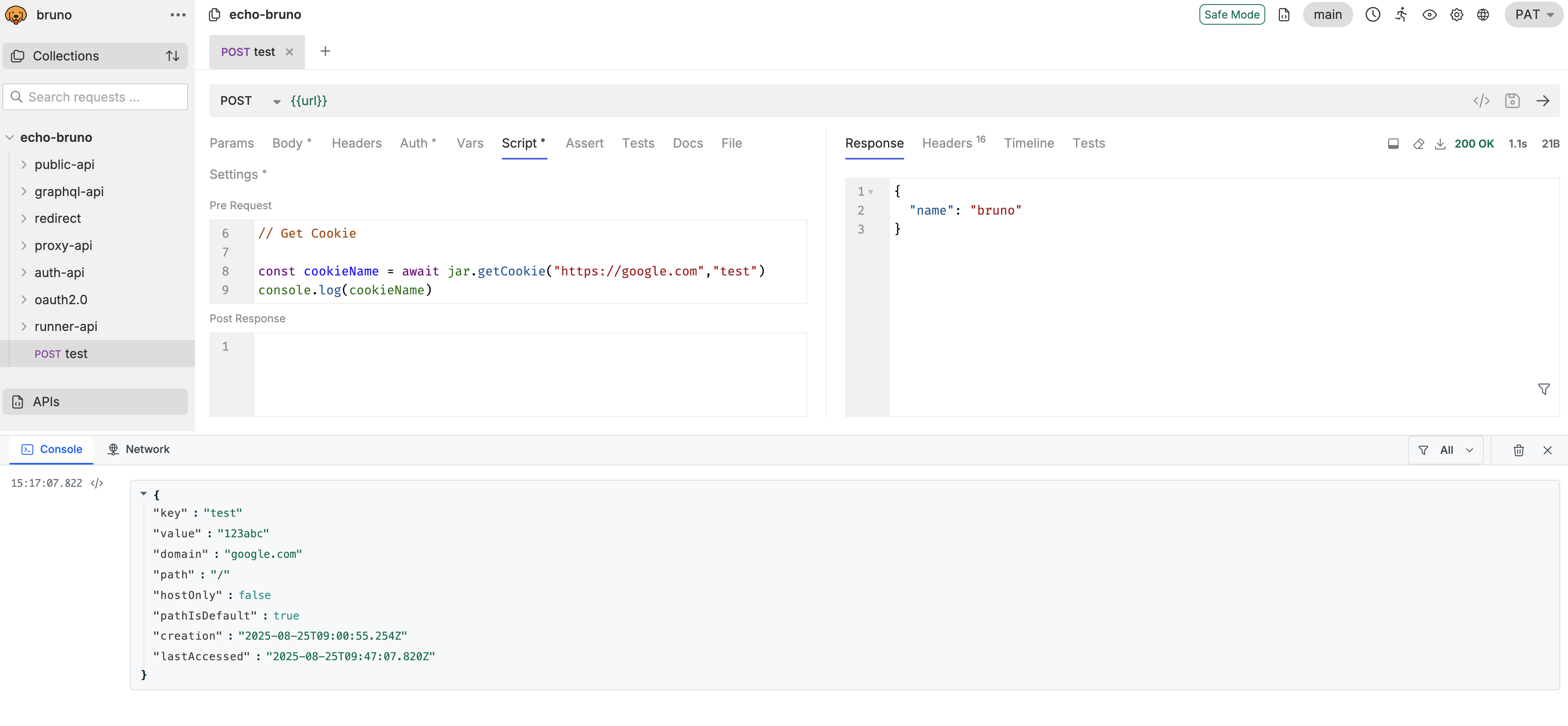 Automate Cookie Handling in Bruno with Scripting APIs